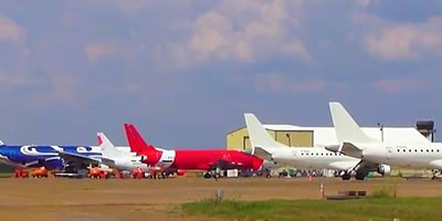 Airplane Boneyard at Greenwood-Leflore Airport in Mississippi, aerial ...